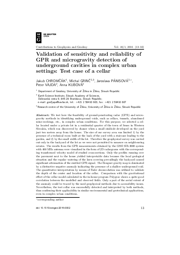 Pdf Validation Of Sensitivity And Reliability Of Gpr And Microgravity