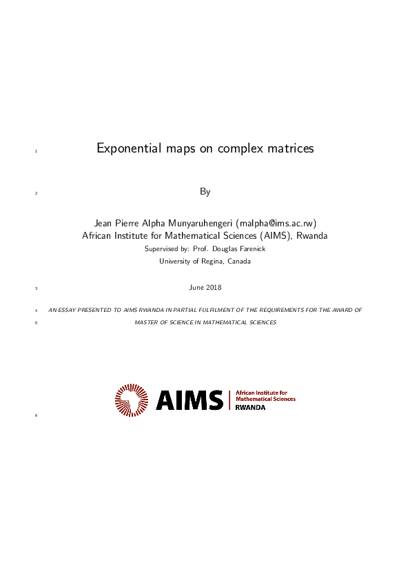 (PDF) Exponential Map on complex matrices | Jean Pierre A L P H A ...