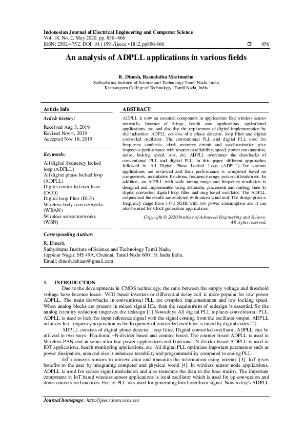 (PDF) An analysis of ADPLL applications in various fields