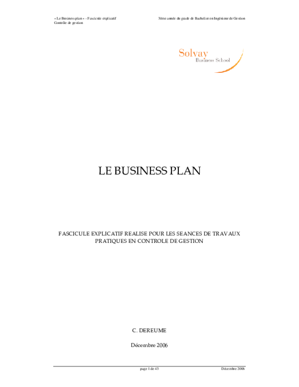 (PDF) BUSINESS PLAN FASCICULE EXPLICATIF REALISE POUR LES SEANCES DE TRAVAUX