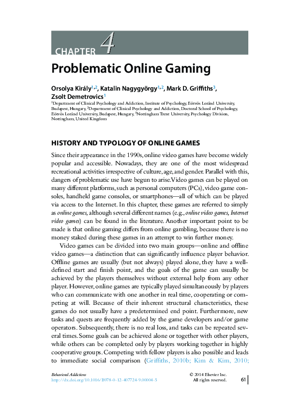 (PDF) Problematic Online Gaming