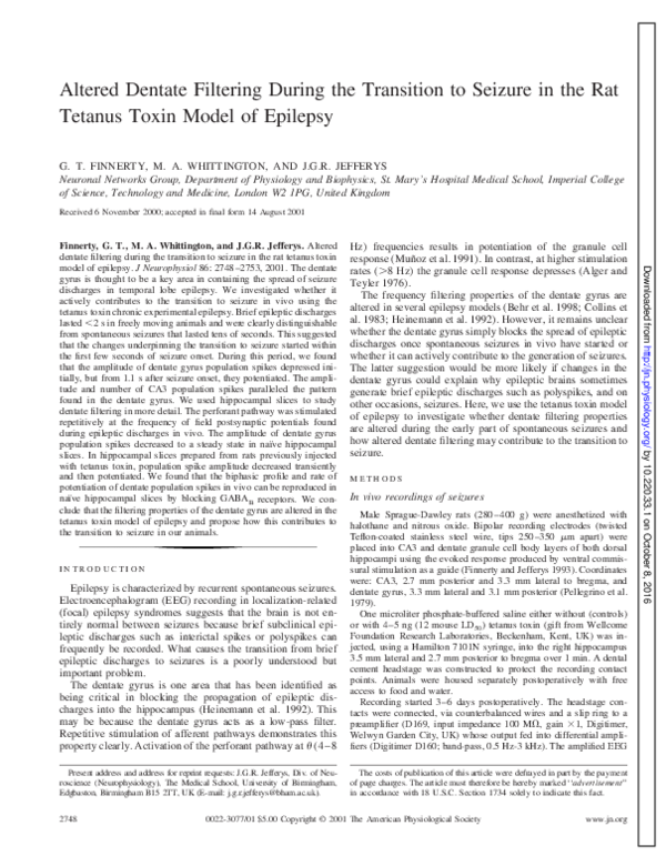 (PDF) Altered dentate filtering during the transition to seizure in the ...