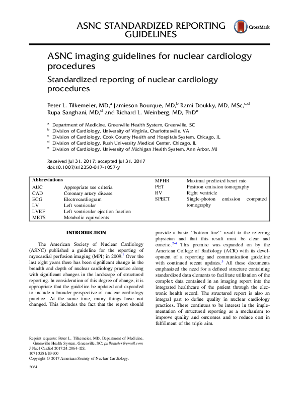 (PDF) ASNC imaging guidelines for nuclear cardiology procedures