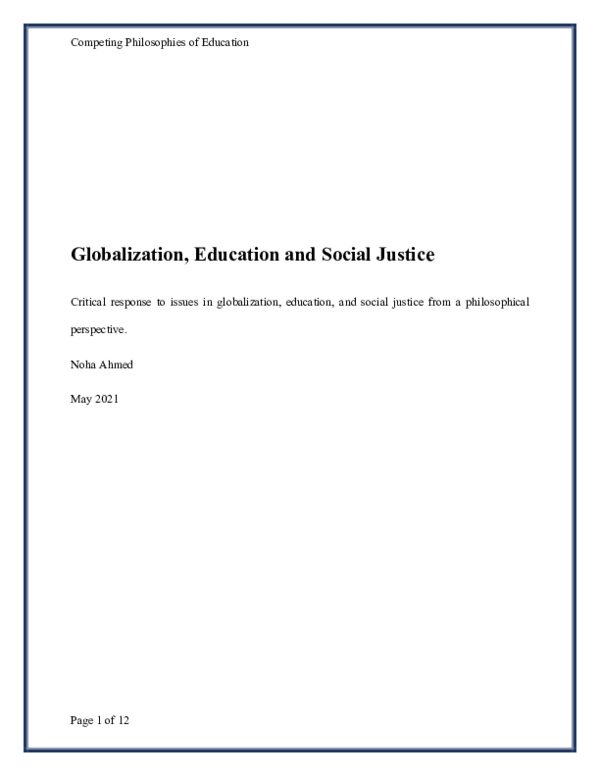 (PDF) Globalization, Education and Social Justice