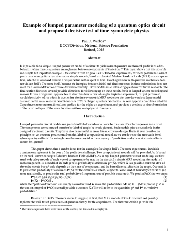 (PDF) Example of lumped parameter modeling of a quantum optics circuit