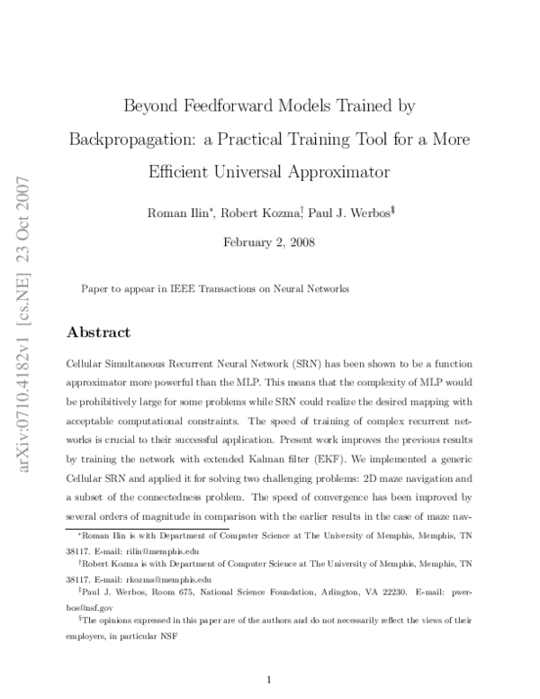 (PDF) Beyond Feedforward Models Trained by Backpropagation: A Practical Training Tool for a More ...