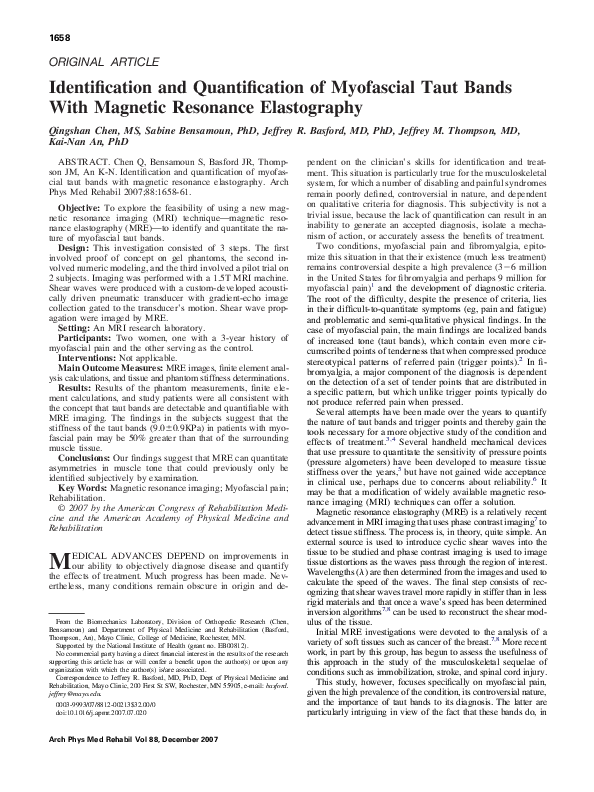 (PDF) Identification and Quantification of Myofascial Taut Bands With ...