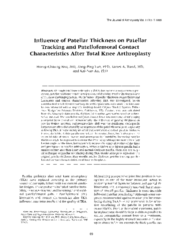 (PDF) Influence of patellar thickness on patellar tracking and ...