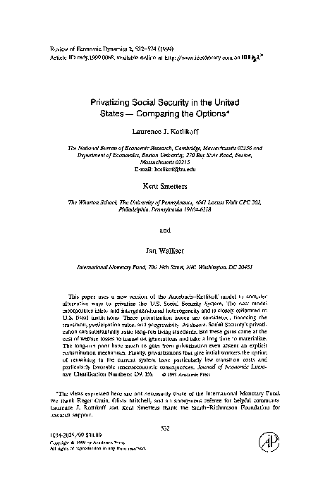 (PDF) Privatizing Social Security in the United States—Comparing the ...