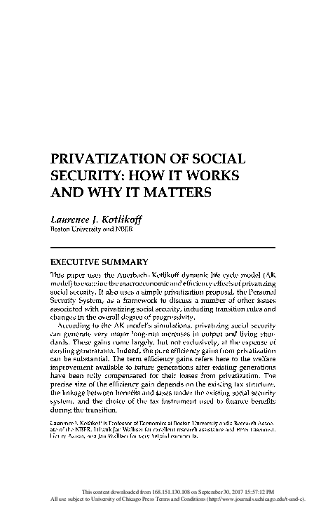 (PDF) Privatization of Social Security: How It Works and Why It Matters