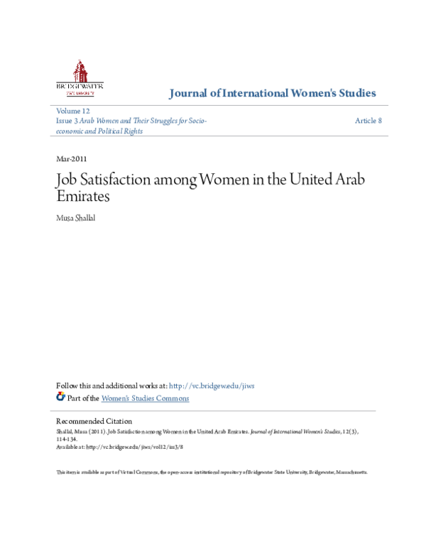 (PDF) Job Satisfaction among Women in the United Arab Emirates