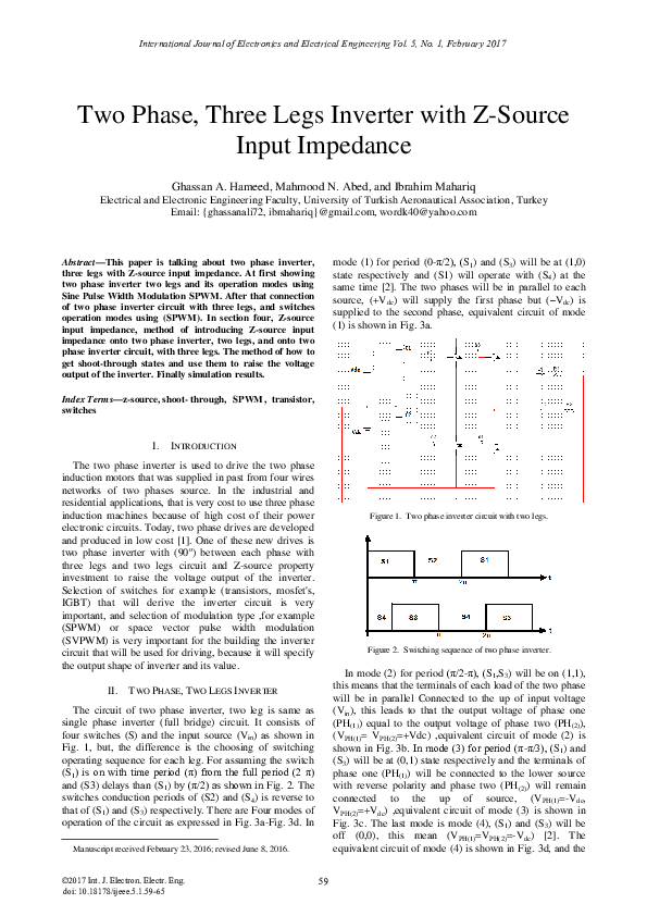 (PDF) Two Phase, Three Legs Inverter with Z-Source Input Impedance