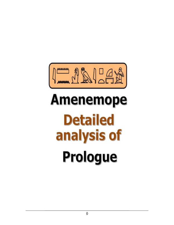 (PDF) Amenemope. Detailed analysis of prologue.