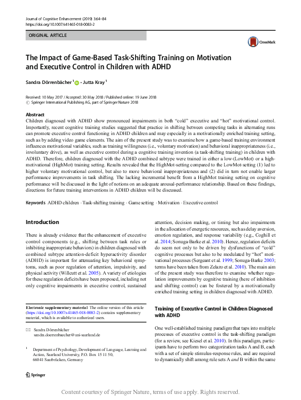 (PDF) The Impact of Game Based Task Shifting Training on Motivation and ...