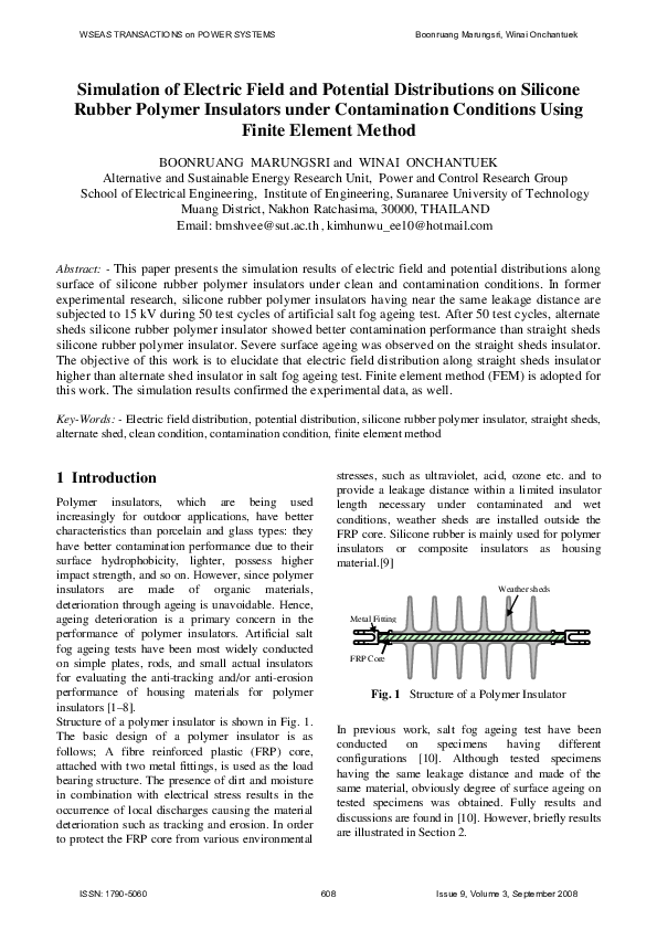 (PDF) Simulation of Electric Field and Potential Distributions on Silicone Rubber Polymer ...