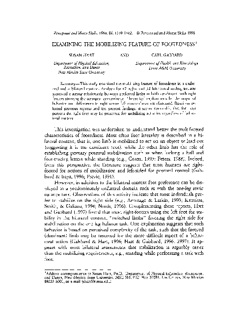 (PDF) Examining the Mobilizing Feature of Footedness