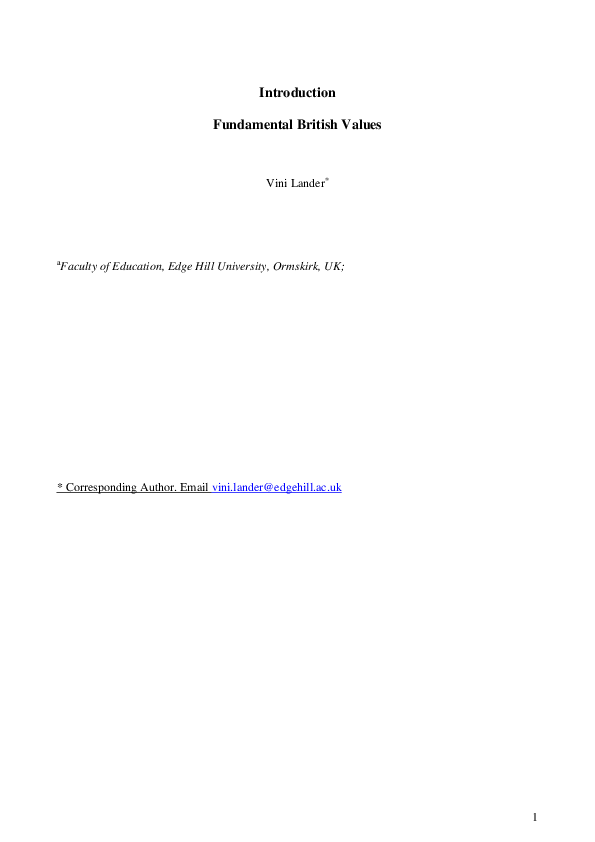 (PDF) Introduction to fundamental British values