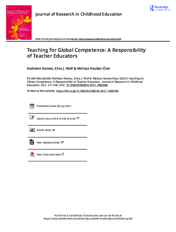 (PDF) Teaching for Global Competence A Responsibility of Teacher Educators