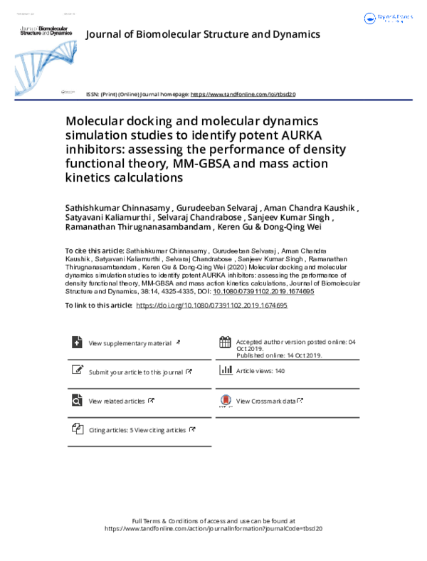 (PDF) Molecular docking and molecular dynamics simulation studies to ...