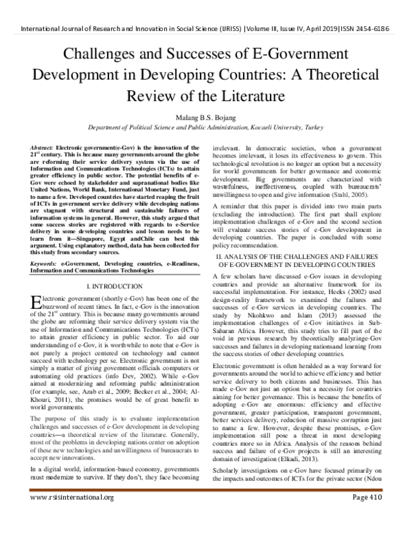 (PDF) Challenges and Successes of E-Government Development in ...