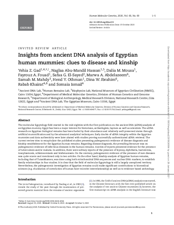 (PDF) Insights from ancient DNA analysis of Egyptian human mummies ...