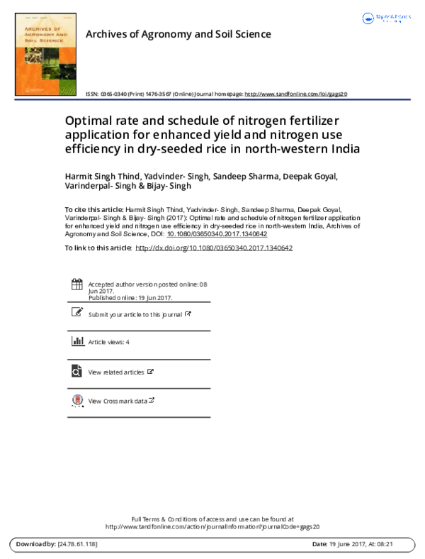 (PDF) Optimal rate and schedule of nitrogen fertilizer application for ...