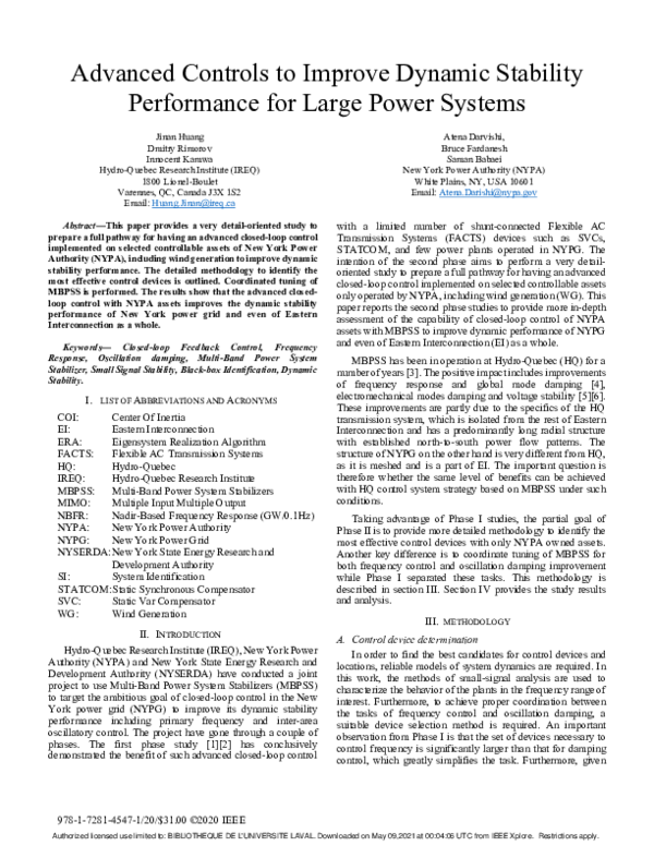 (PDF) Advanced Controls to Improve Dynamic Stability Performance for ...