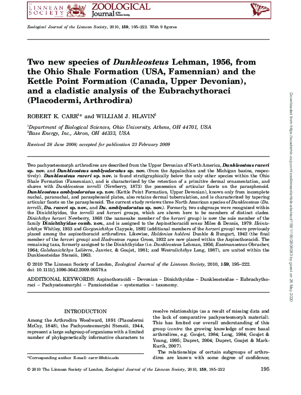 (PDF) Two new species of Dunkleosteus Lehman, 1956, from the Ohio Shale ...