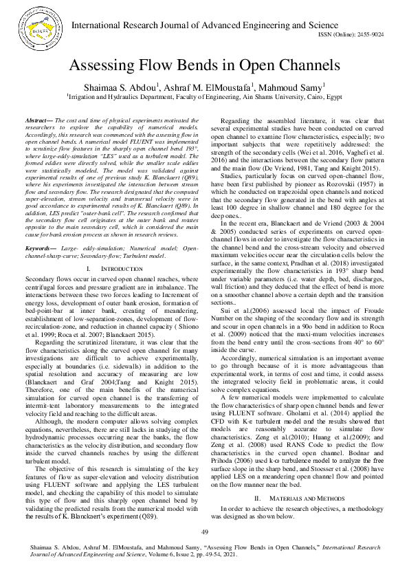 (PDF) Assessing Flow Bends in Open Channels