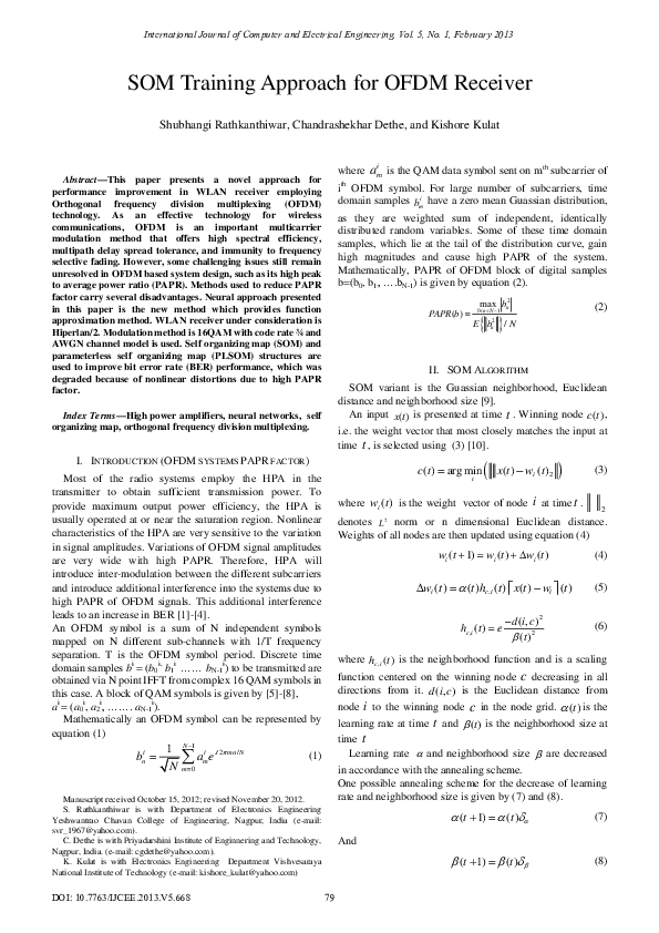 (PDF) SOM Training Approach for OFDM Receiver