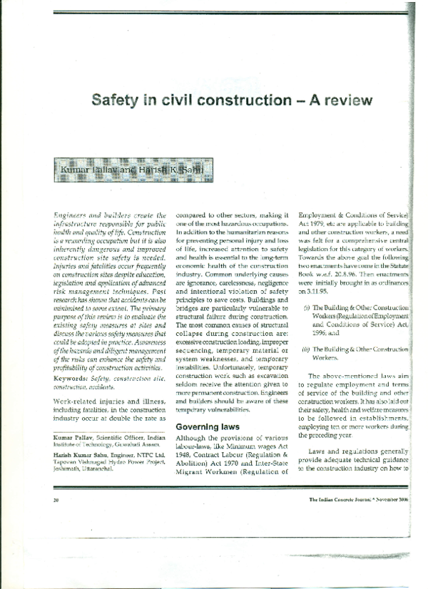 (PDF) Safety in civil construction: A review