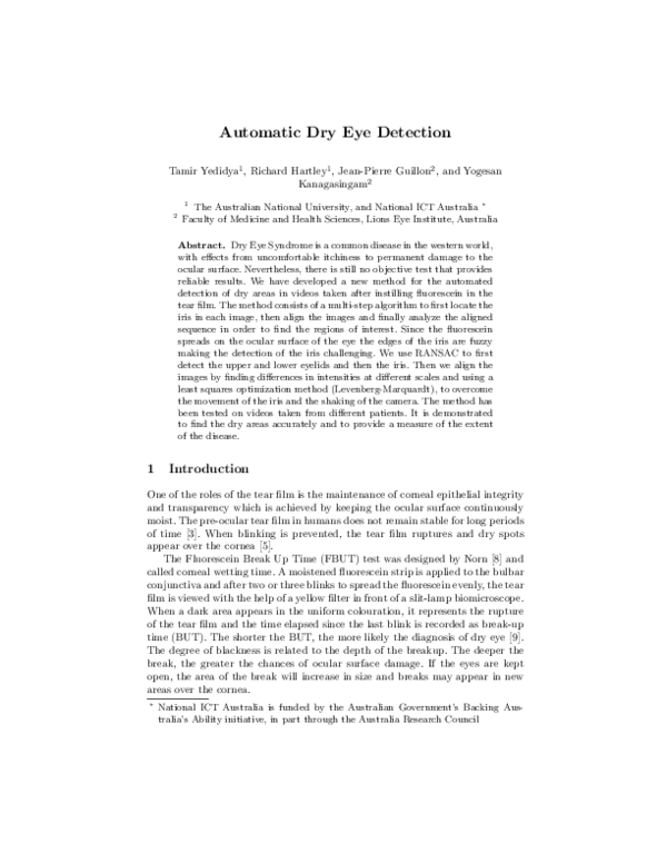 (PDF) Automatic Dry Eye Detection