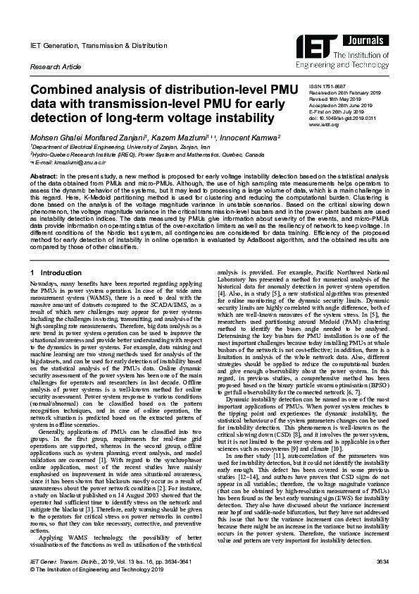(PDF) Combined analysis of distribution‐level PMU data with ...