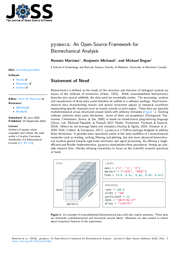 (PDF) pyomeca: An Open-Source Framework for Biomechanical Analysis