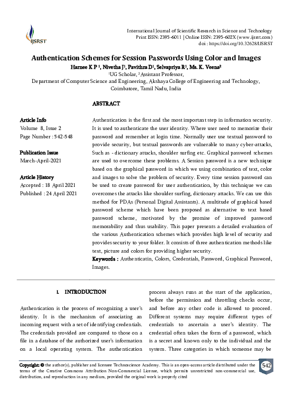 Pdf Authentication Schemes For Session Passwords Using Color And Images International