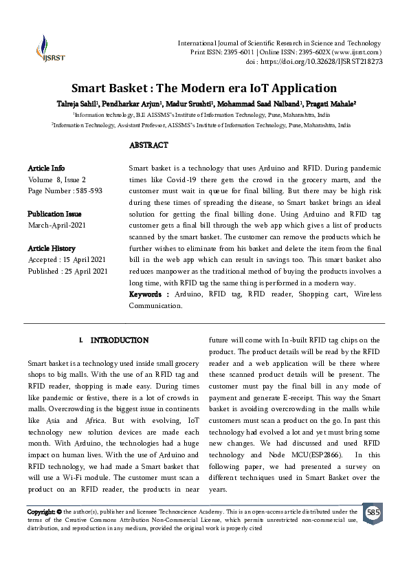 (PDF) Smart Basket : The Modern era IoT Application