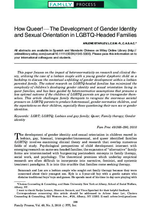 (PDF) How Queer!-The Development of Gender Identity and Sexual ...