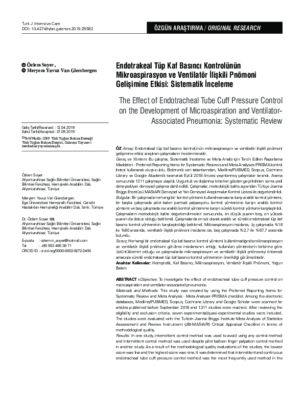 (PDF) The effect of endotracheal tube cuff pressure control on the ...