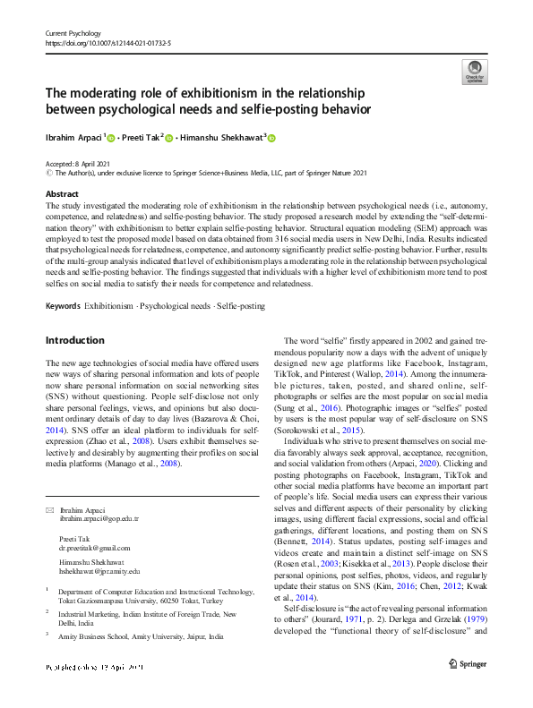 (PDF) The moderating role of exhibitionism in the relationship between ...