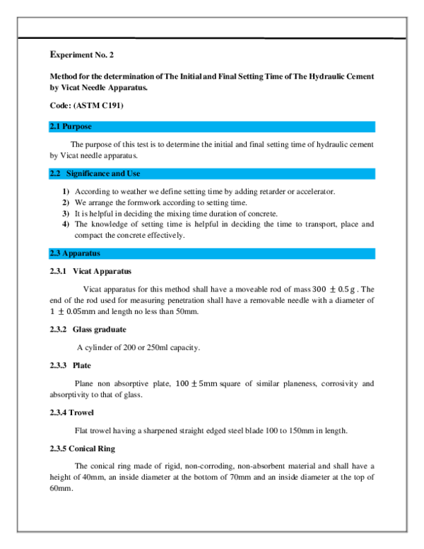 (PDF) Method for the determination of The Initial and Final Setting ...
