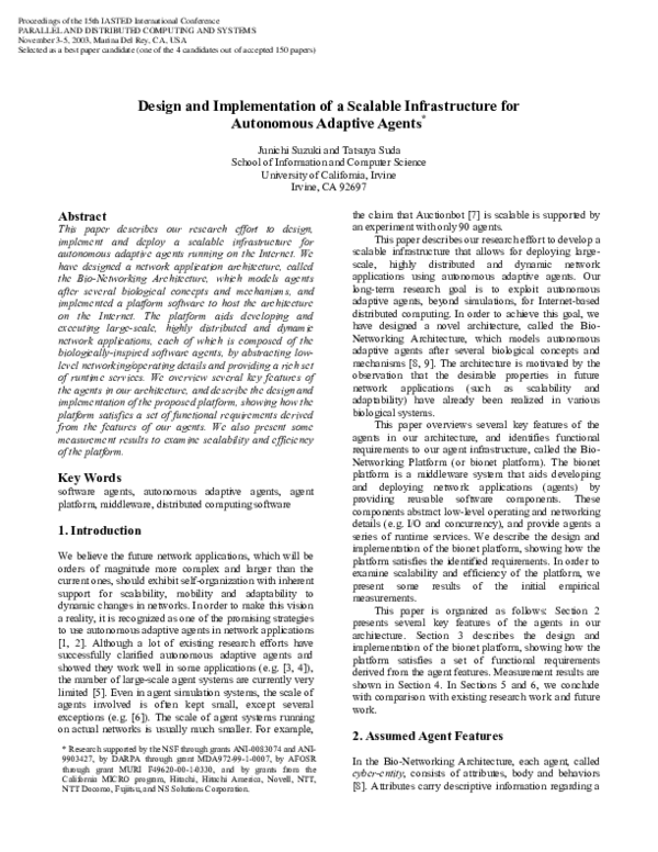 (PDF) Design and implementation of a scalable infrastructure for autonomous adaptive agents