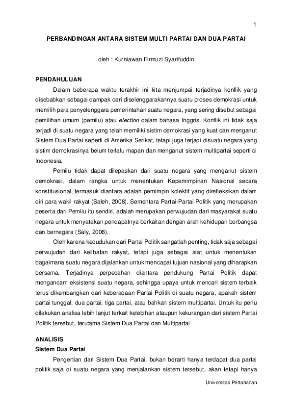 (PDF) Perbandingan Antara Sistim Multi Partai dan 2 Partai