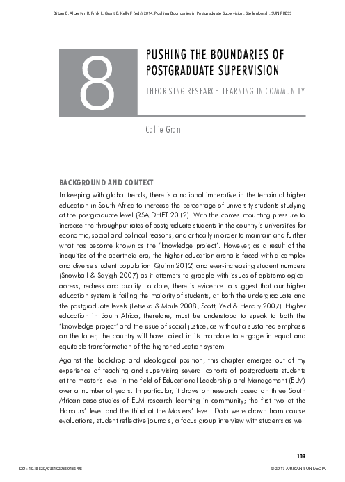 (PDF) Pushing the Boundaries of Postgraduate Supervision