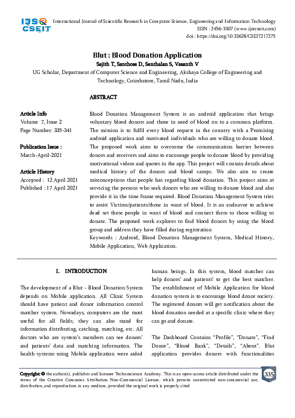 (PDF) Blut : Blood Donation Application