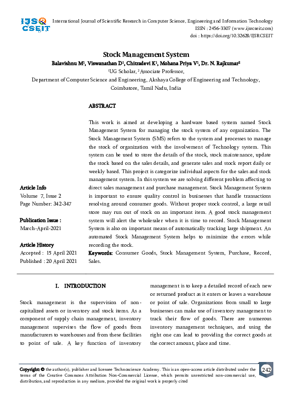 (PDF) Stock Management System