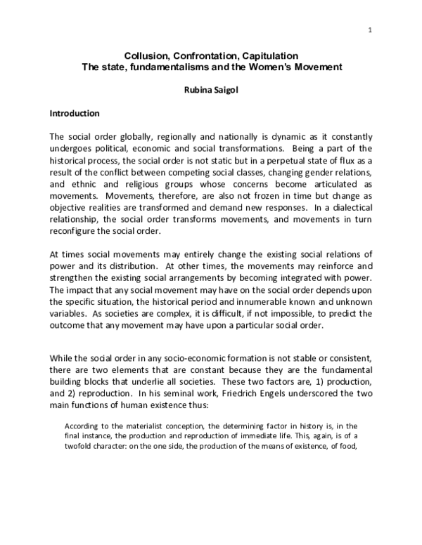 (PDF) Collusion, Confrontation, Capitulation The state, fundamentalisms ...