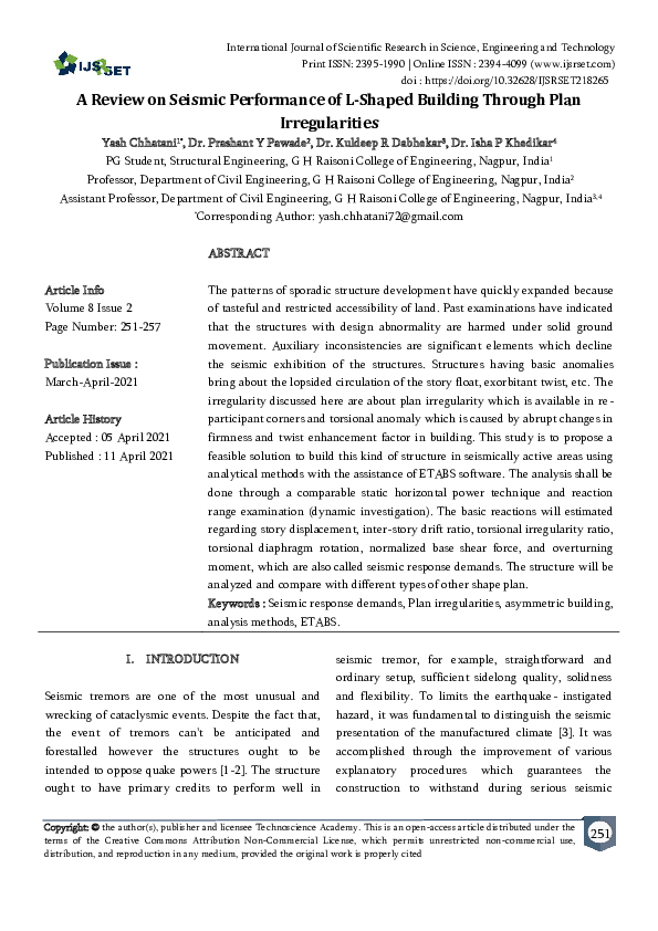 (PDF) A Review on Seismic Performance of L-Shaped Building Through Plan ...
