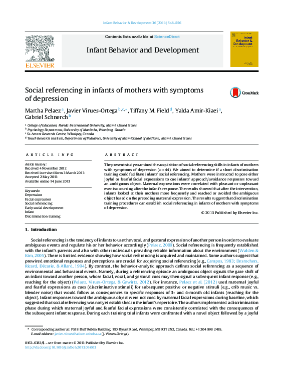 (PDF) Social referencing in infants of mothers with symptoms of ...
