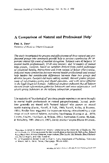 (PDF) A comparison of natural and professional help
