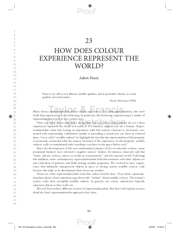 (PDF) How Does Color Experience Represent the World